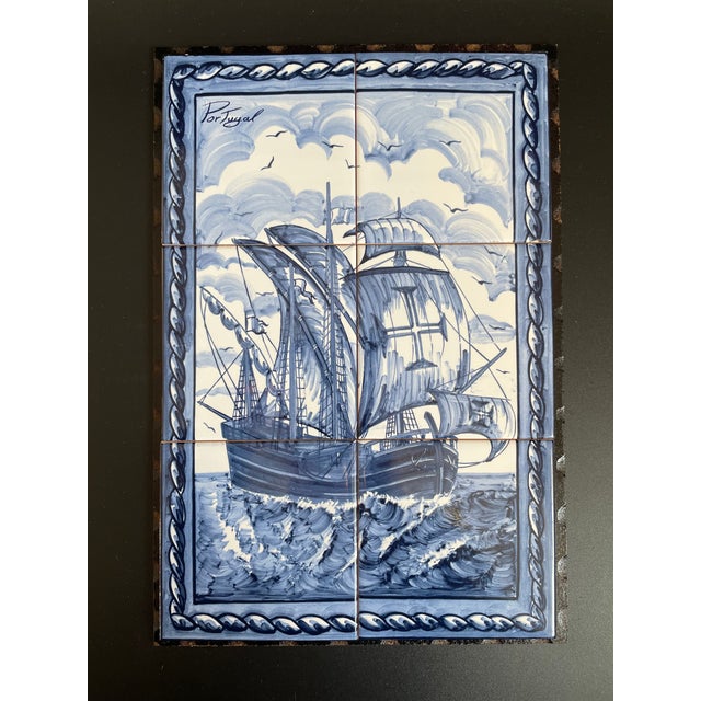 Hand Painted Caravel Sailing Ship Portuguese Azulejos Tile Mural Wall ...