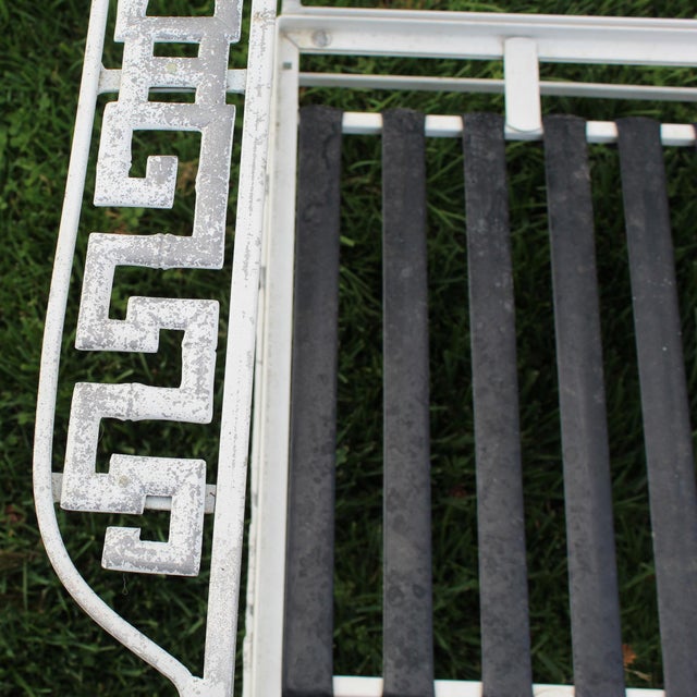 1950s Faux Bamboo Greek Key White Painted Cast Aluminum Outdoor Patio ...