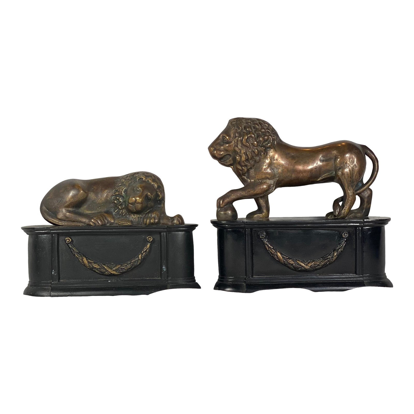 1950s Bronze Lions Bookends - a Pair | Chairish