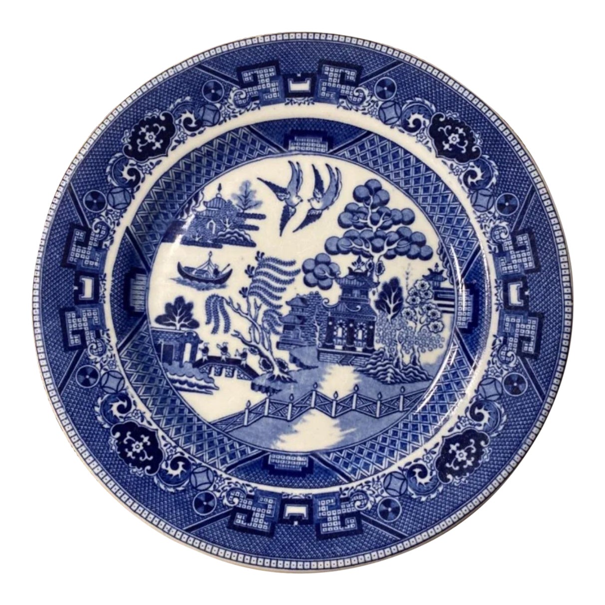 Antique 1910 Buffalo Pottery Semi-Vitreous Blue Willow Dinner Plate ...