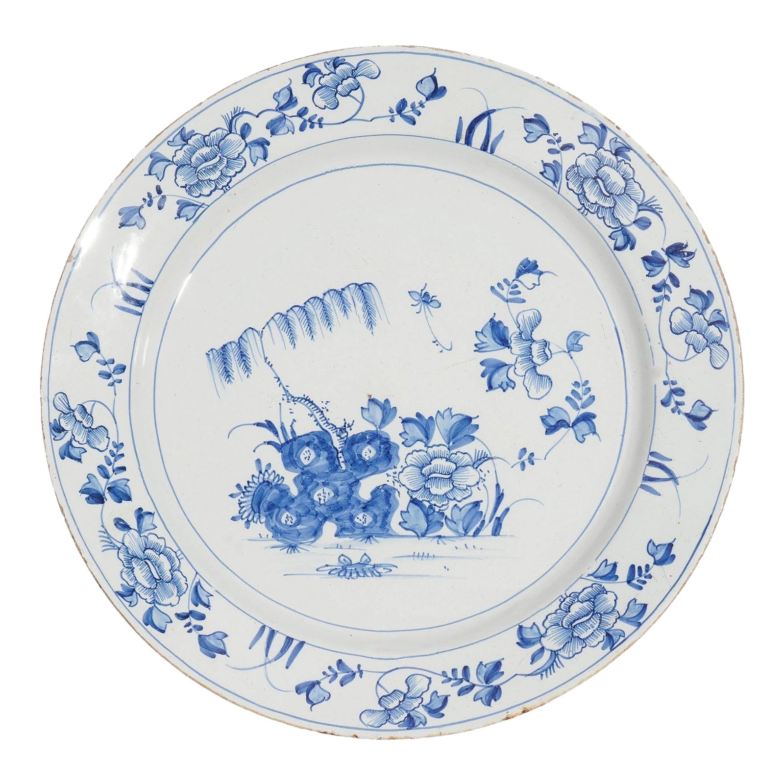 English Delft Tin Glazed Platter, C. 1750 | Chairish