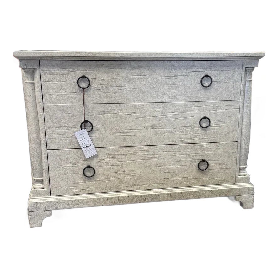 Jonathan Charles Large Whitewash Driftwood Chest | Chairish