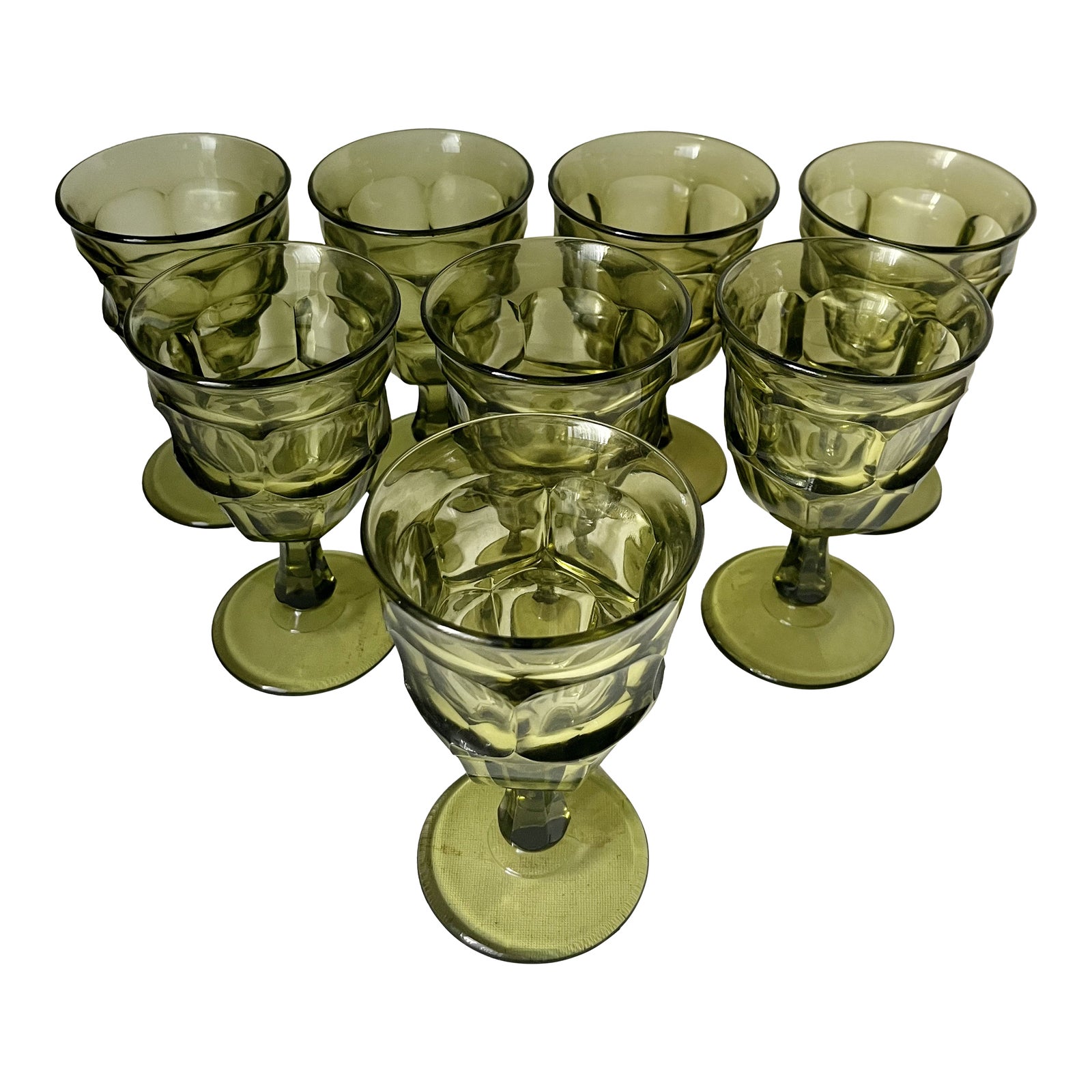 Mid-Century Westmoreland Green Glass Goblets- Set 8 | Chairish