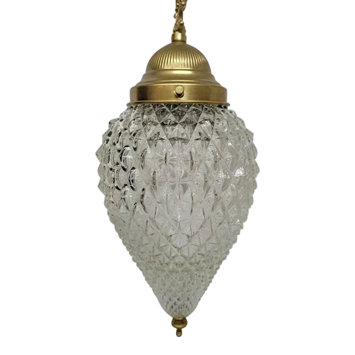 Vintage Hollywood Regency Glass Swag Hanging Lamp | Chairish