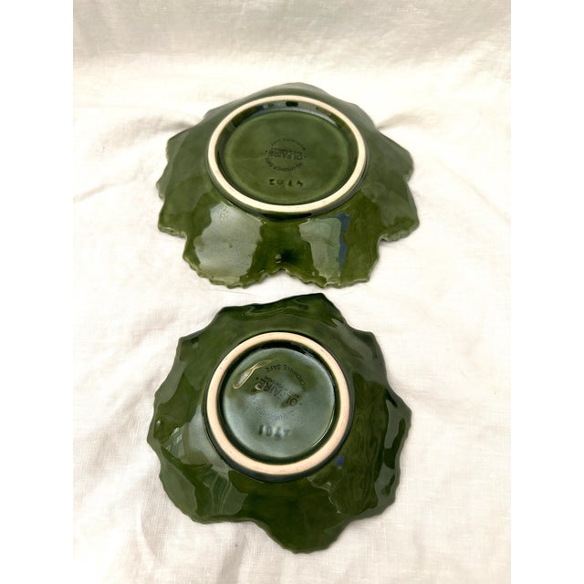 Vintage Green Ceramic Leaf Plates -A Set | Chairish
