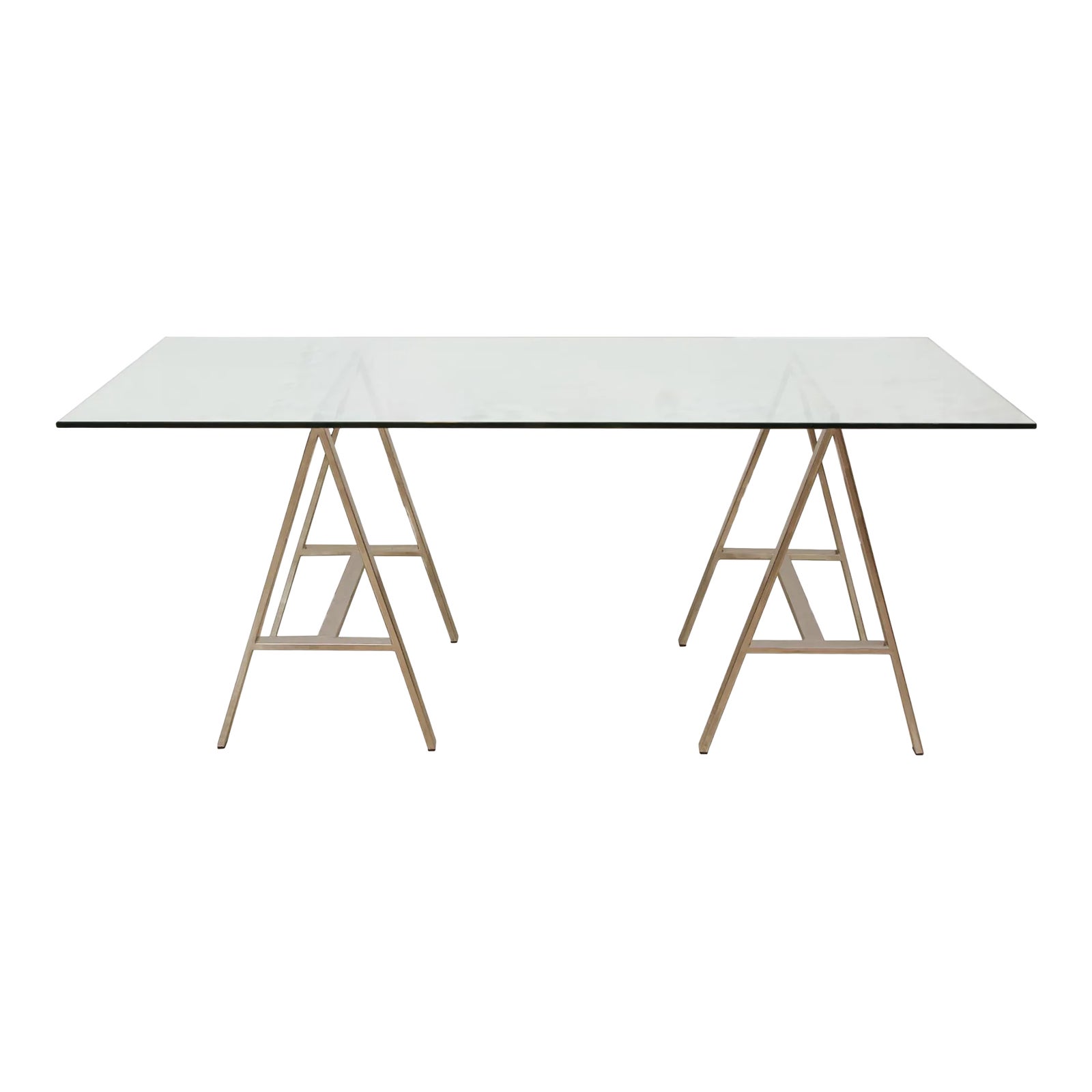 Milo Baughman Style Chrome & Glass A-Frame Table | Chairish