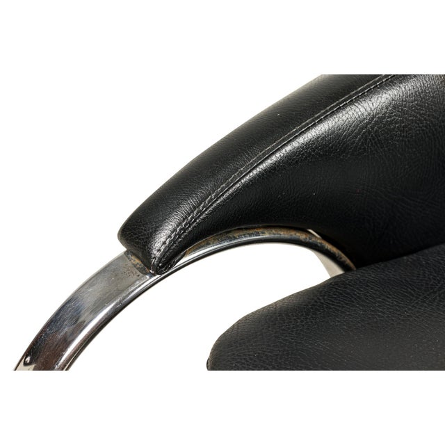 Guido Faleschini Italian Mid-Century Chrome and Black Leather Rocking ...