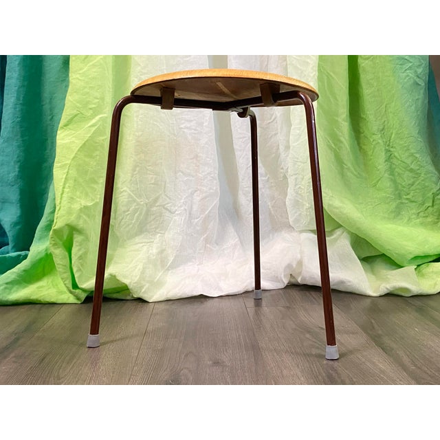 1960s Early Teak and Painted Metal Tripod Dot Stool by Fritz Hansen ...