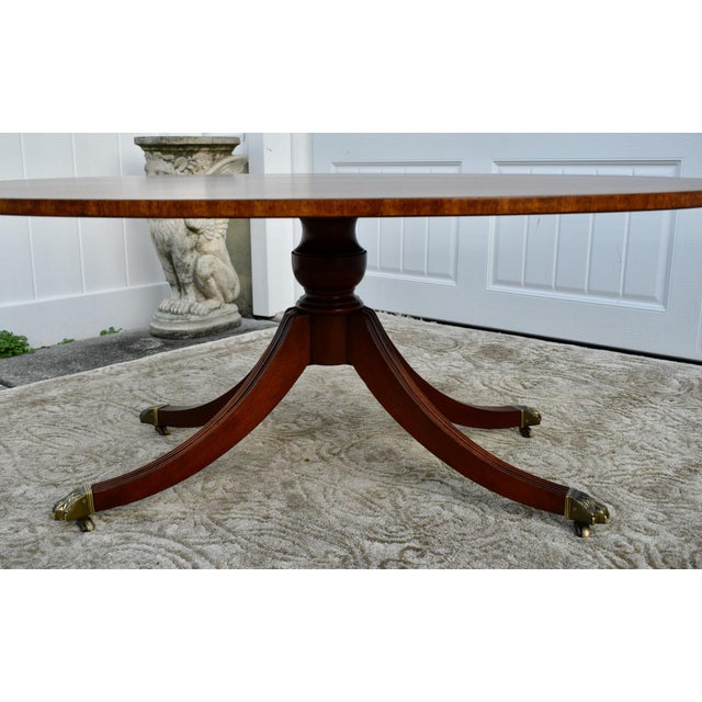 Vintage Council Inlaid Mahogany Oval Coffee Table W/Brass Capped Feet ...