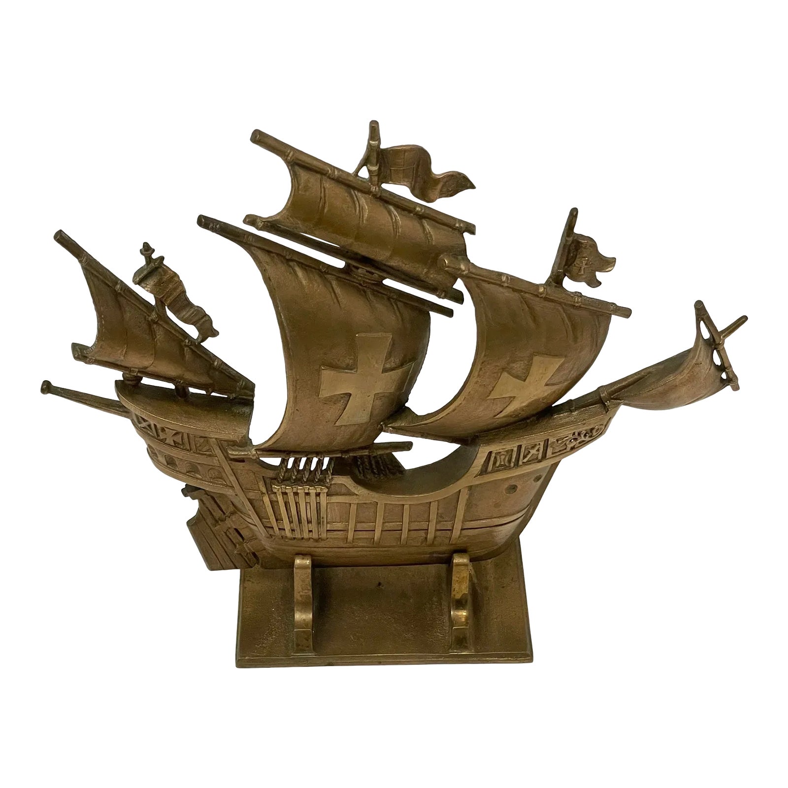 Vintage Cast Brass Ship Doorstop | Chairish