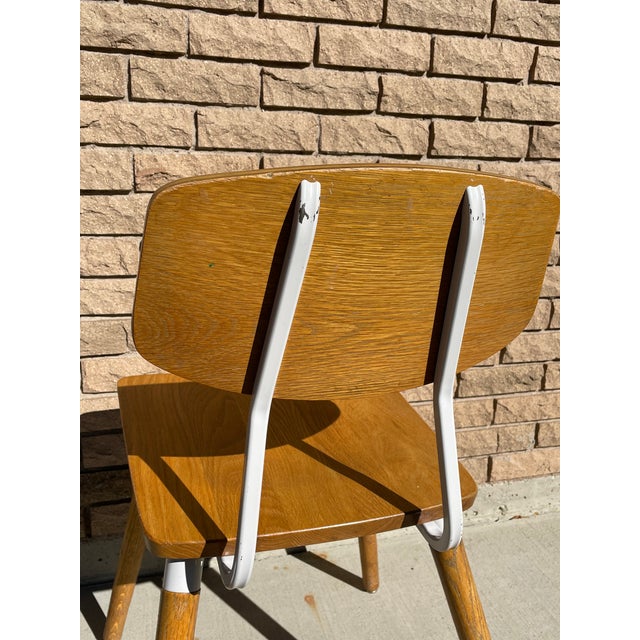 Vintage Mid Century Modern Wooden School Chair | Chairish