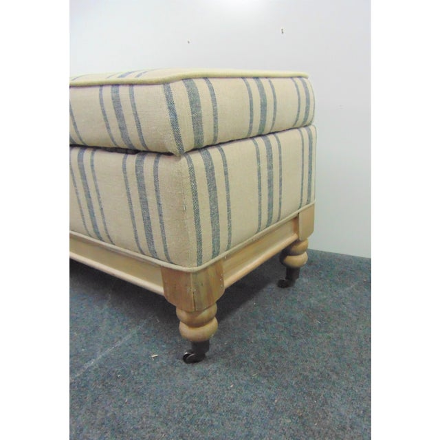 English Style Pine Striped Canvas Bench | Chairish