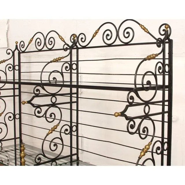 Vintage French Wrought Iron & Brass Bakers Rack | Chairish