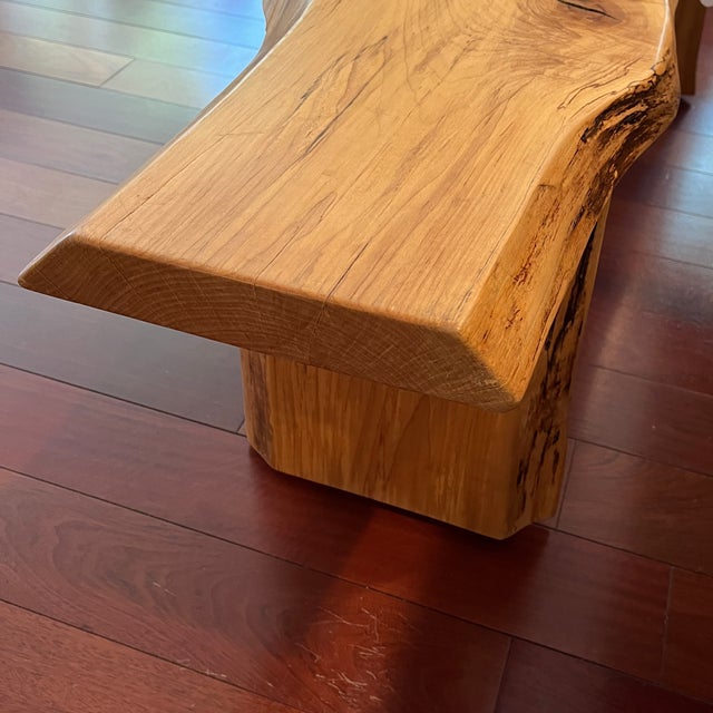 Live Edge Elegant Spalted Maple Wood Bench | Chairish
