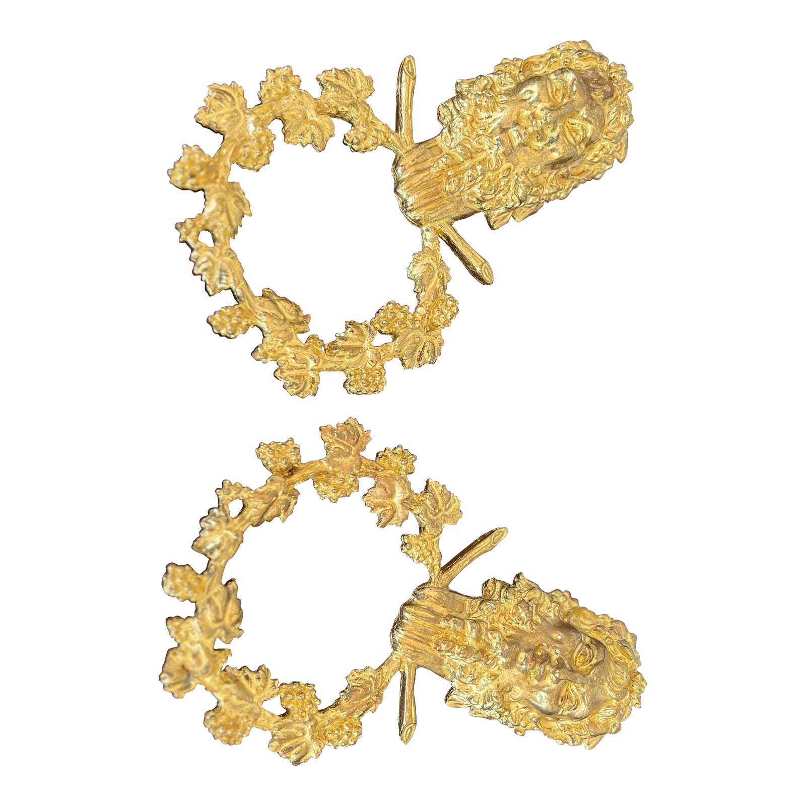 Pair, Vintage Neoclassical Style Gilt Bronze Satyr Form Wall Accents ...