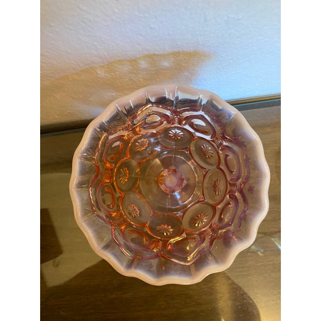 Vintage l.e. Smith Moon and Star Pink Opalescent Compote Pedestal Candy ...