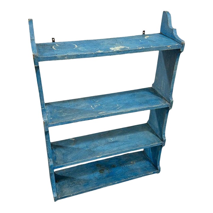 19Thc Original Robin Egg Blue Hanging Shelf | Chairish