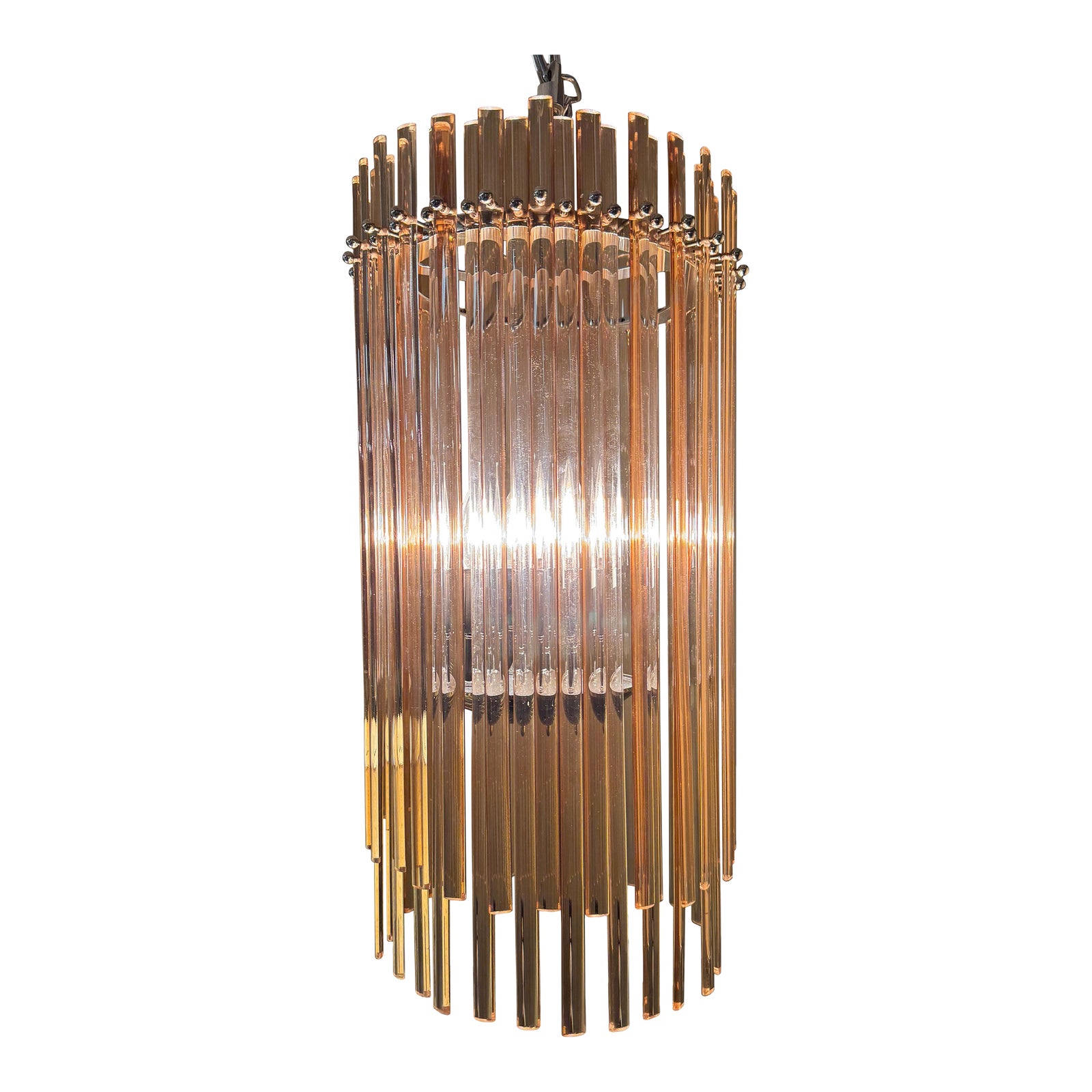 Mid Century Style Currey and Co. Pink Glass Swizzle Stick Chandelier ...