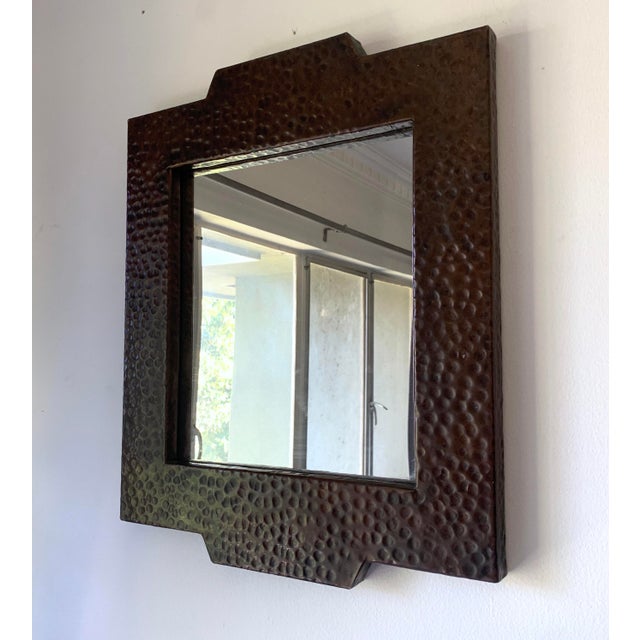 2000s Southwest Mission Rustic Hammered Copper Mirror | Chairish