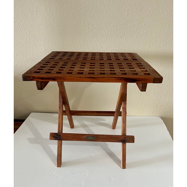 Teak Folding Side Table - Indoors or Outside | Chairish