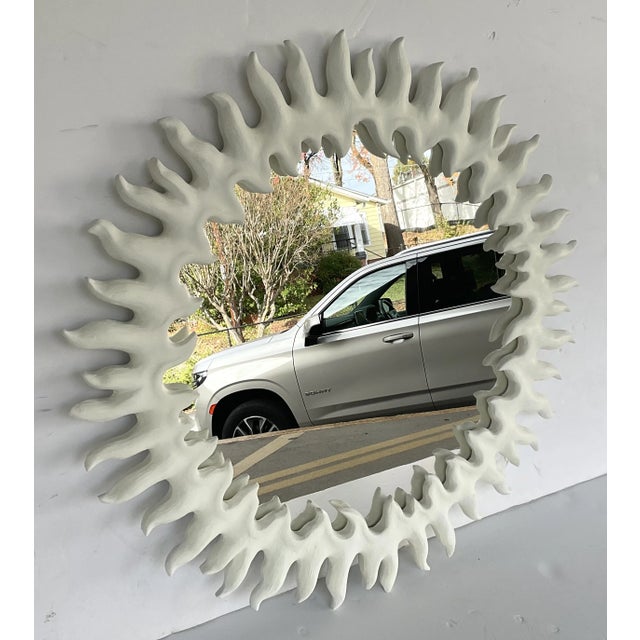Revelation Modern White Resin Sunbeam Wall Mirror | Chairish