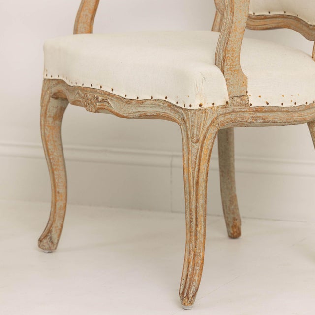 18th Century Swedish Rococo Period Armchairs in Original Paint- Set of ...