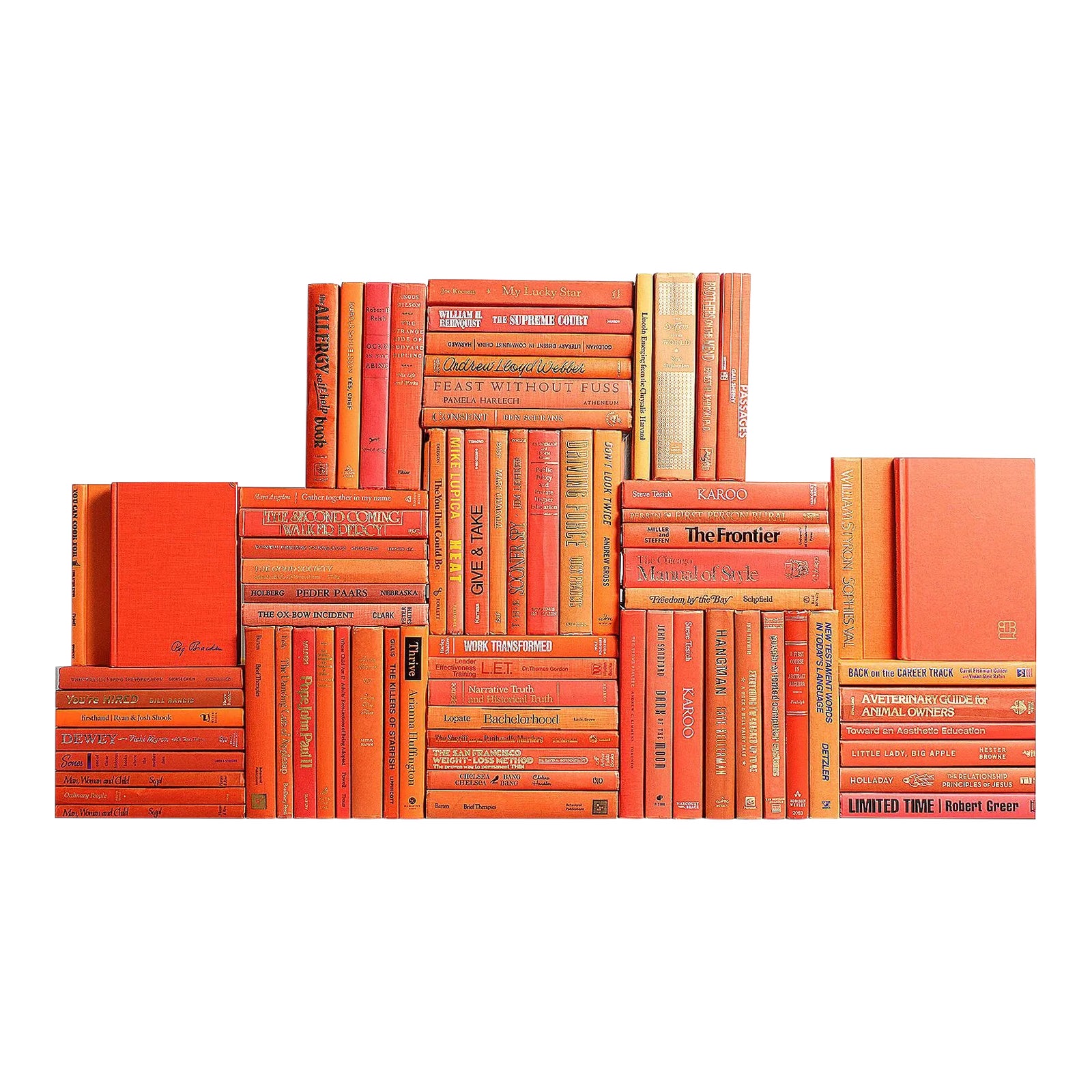 Decorative Books - Grove Book Wall - Set of 75 Orange Books | Chairish