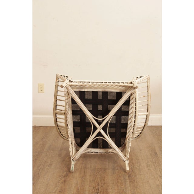 Vintage Coastal White Painted Split Reed Wicker Rattan Patio Lounge ...