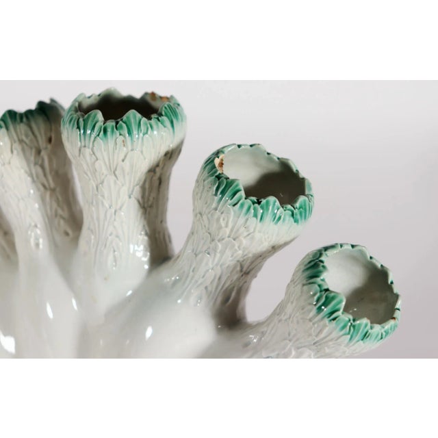 18th-Century Creamware Flower Finger or Quintell Vase With Green Molded ...