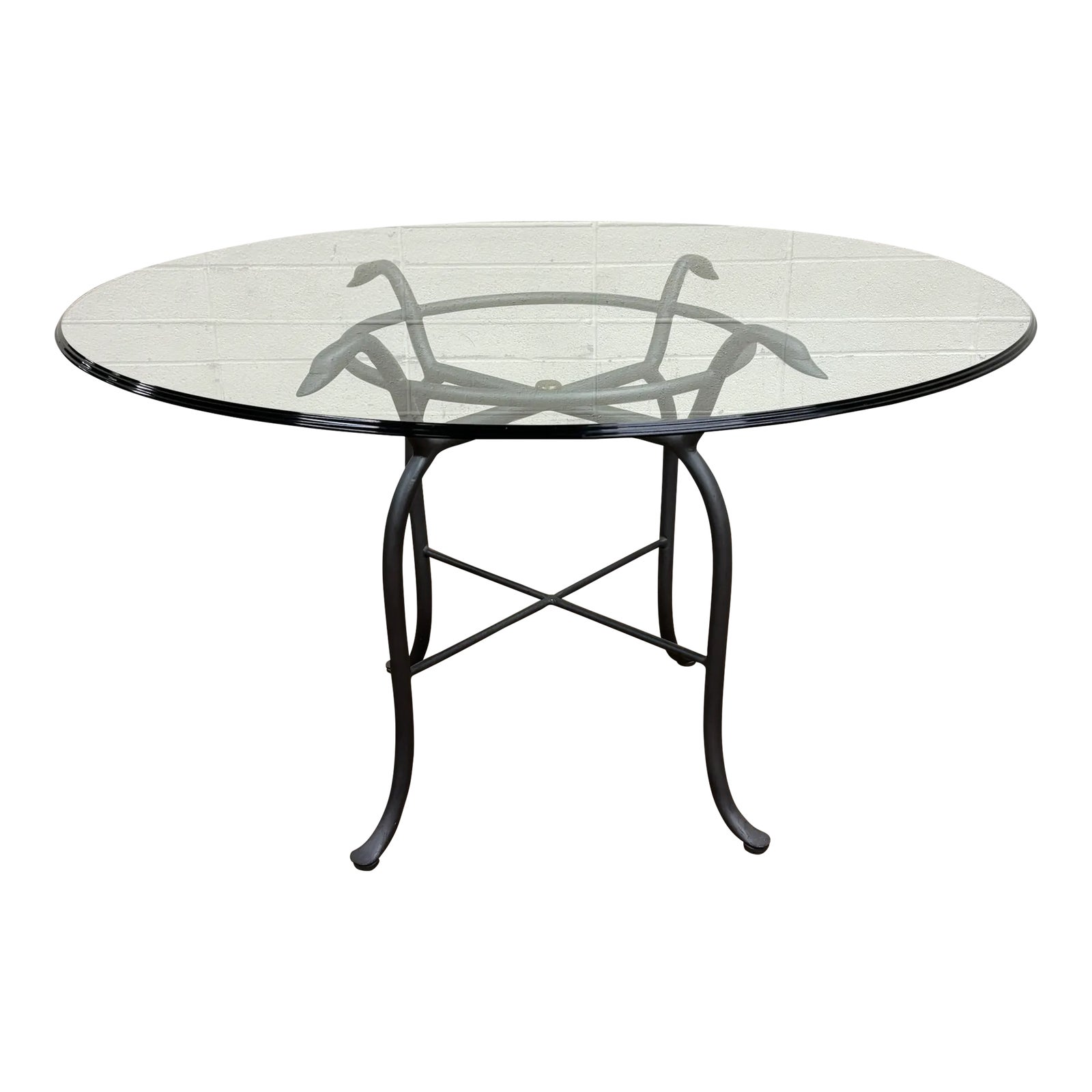 Iron and Glass 48” Round Bistro Style Dining Table | Chairish