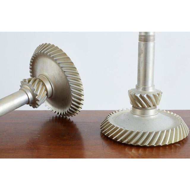 Industrial Machine Age Gear Table Lamps - a Pair | Chairish