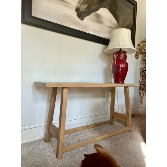 Modern Solid White Oak Console Table by Fortunata Design | Chairish
