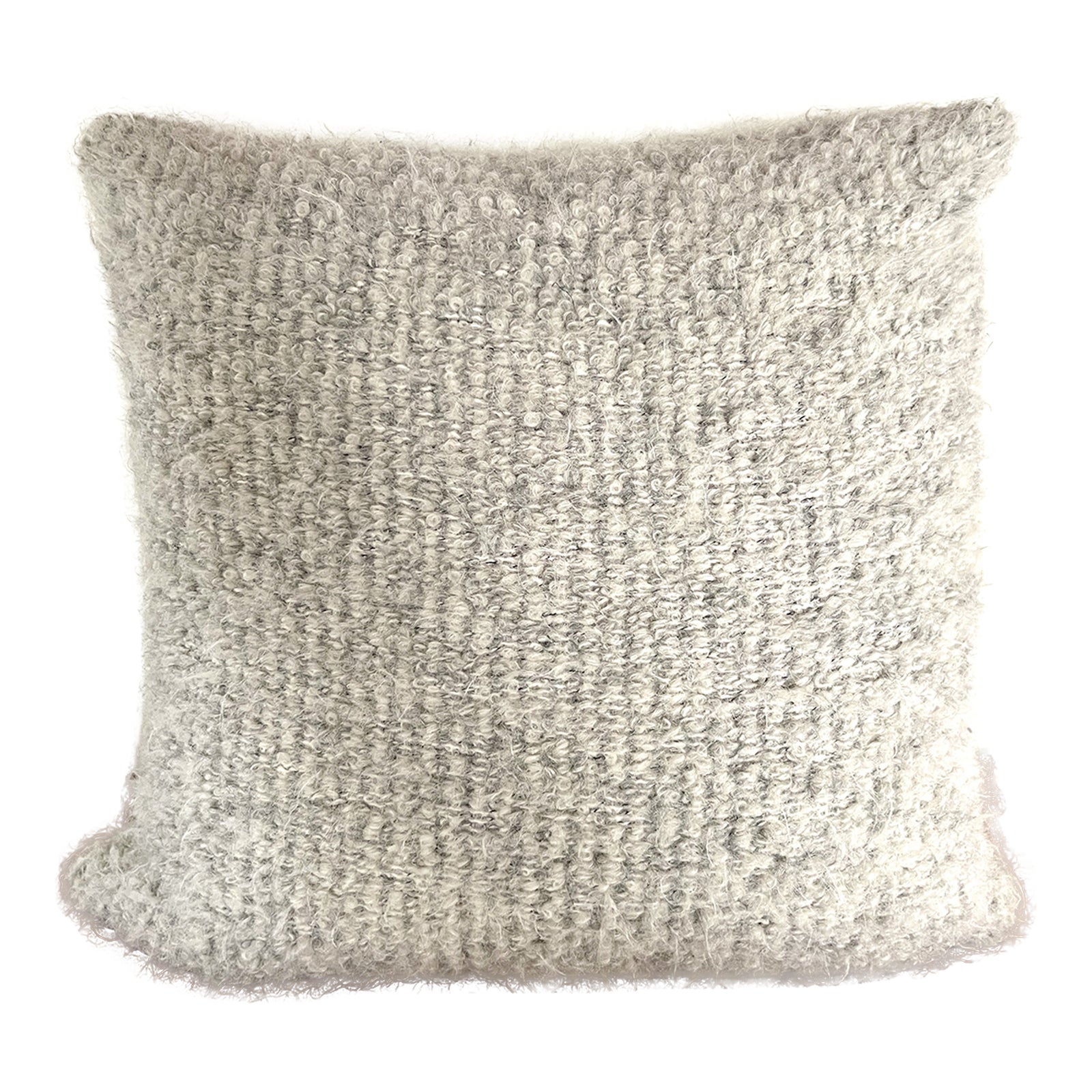 Boucle Mohair and Leather Throw Pillow in Grey and Taupe by Pierre Frey ...