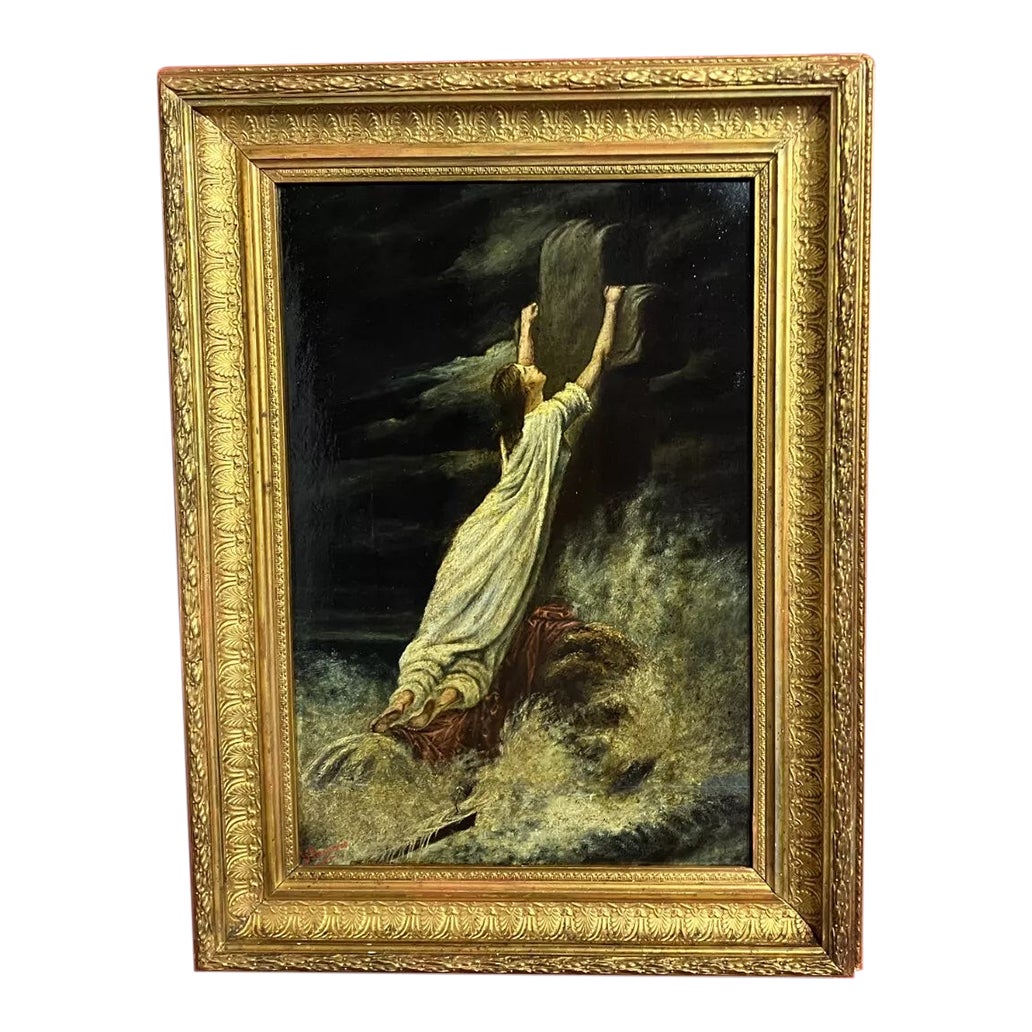 19thc Antique French Signed Oil on Board - Painting "Woman Imploring ...