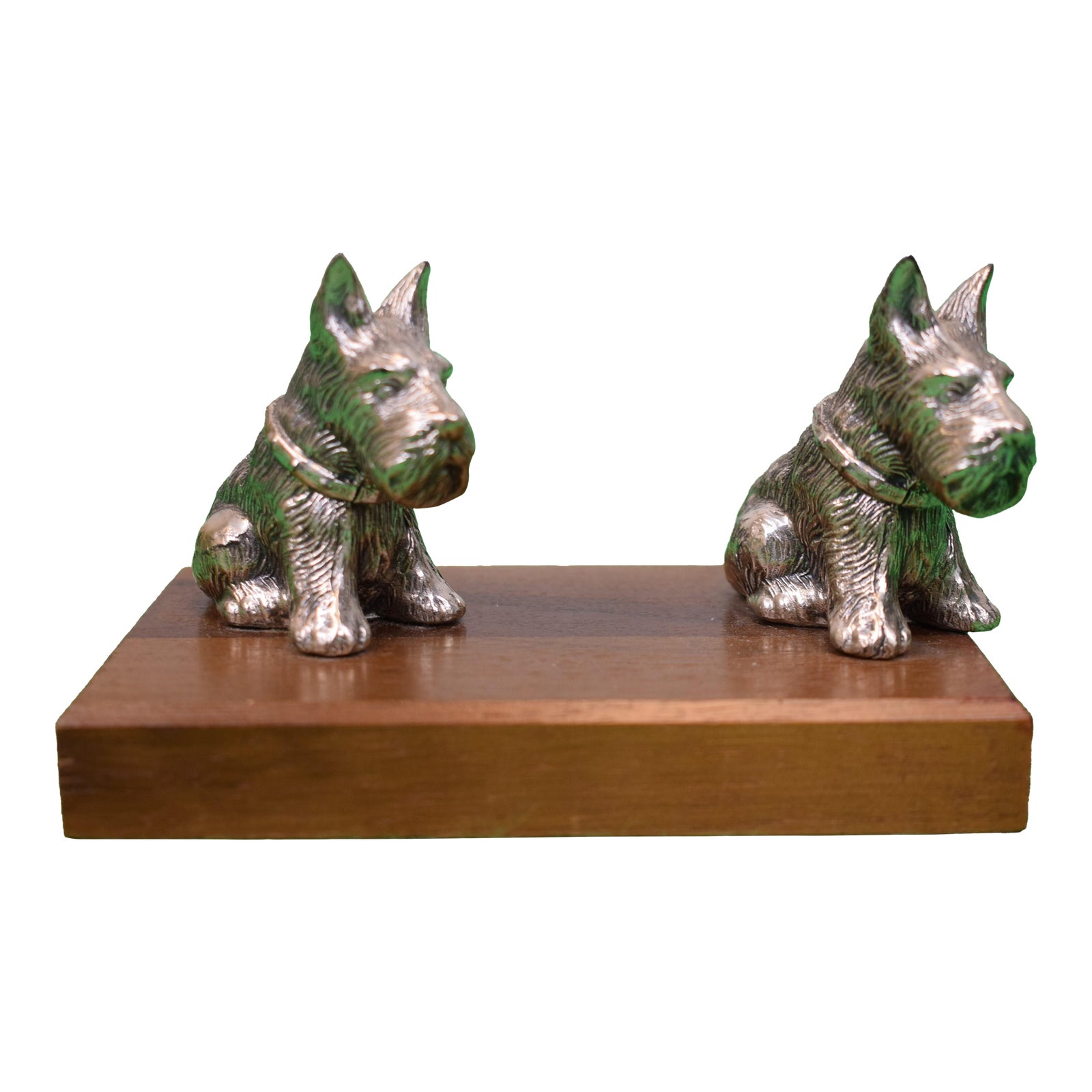 Pair of Mid 20th Century Silverplate Scottie Dogs on Desk Paperweights ...