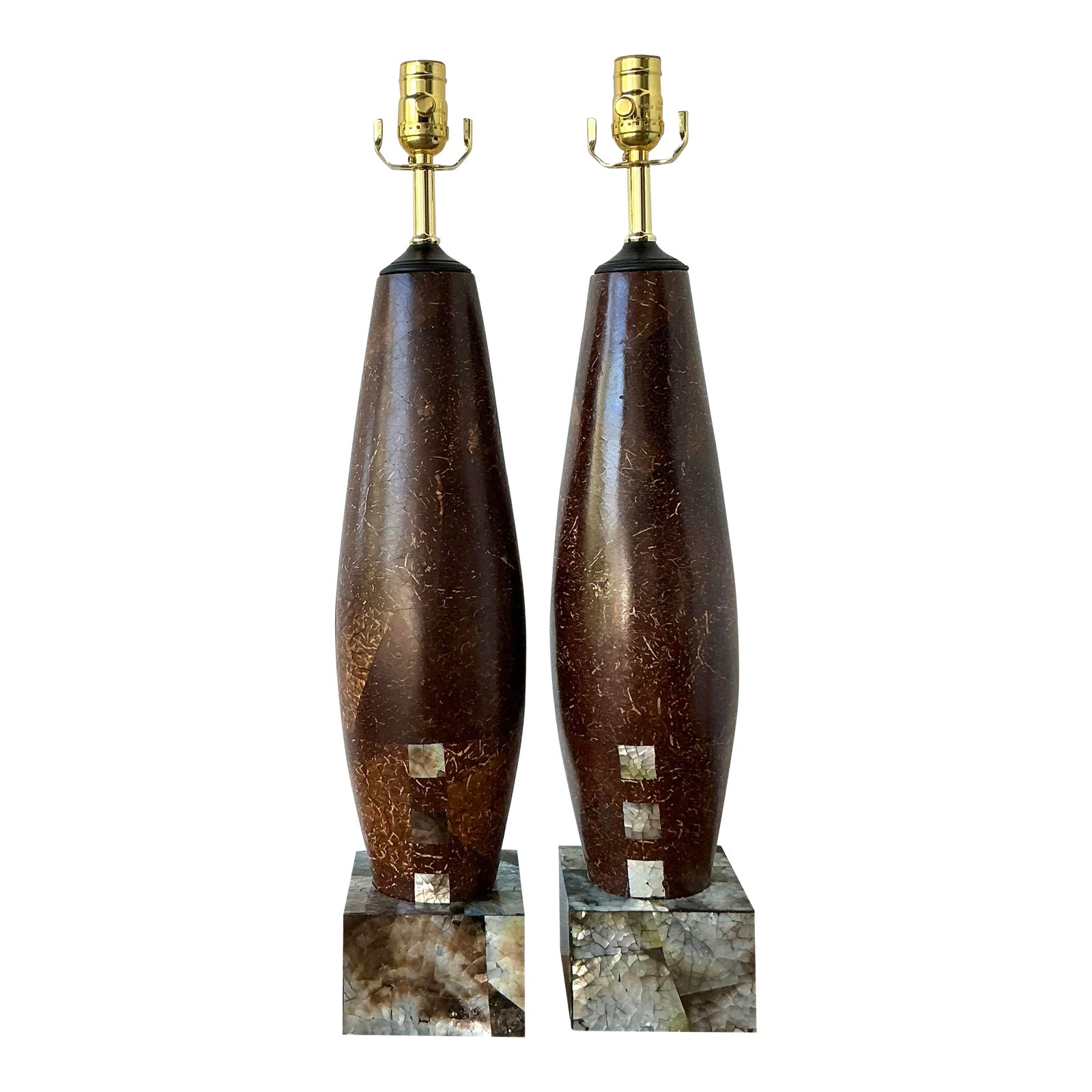 Vintage Boho Coconut Shell Lamps - A Pair | Chairish