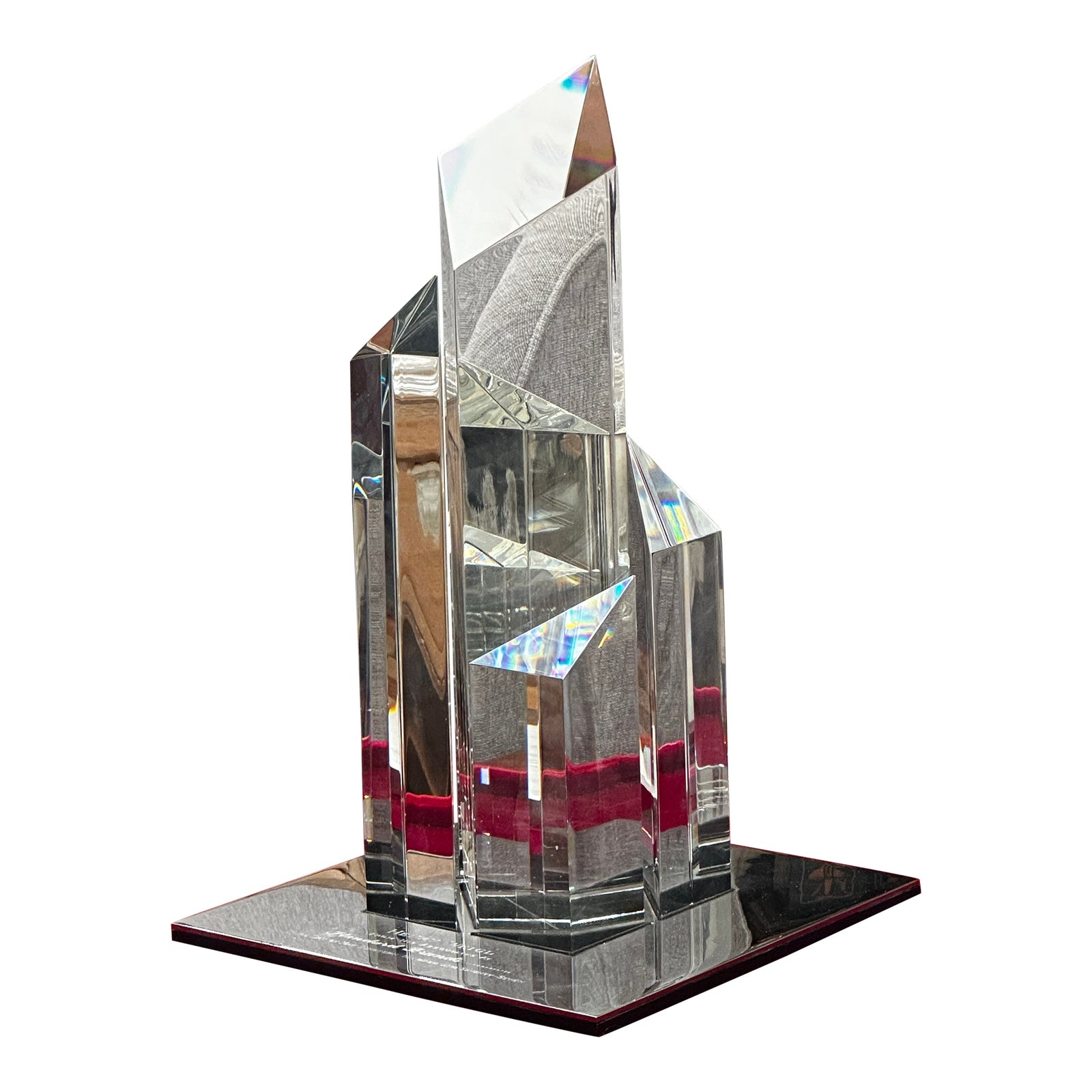 Rare Lloyd Atkins Steuben Glass Designer Sculpture Cityscape With Box ...