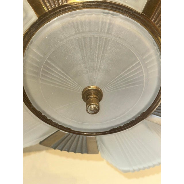 Early 20th Century Art Deco Slipper Shade Chandelier with Frosted Glass ...