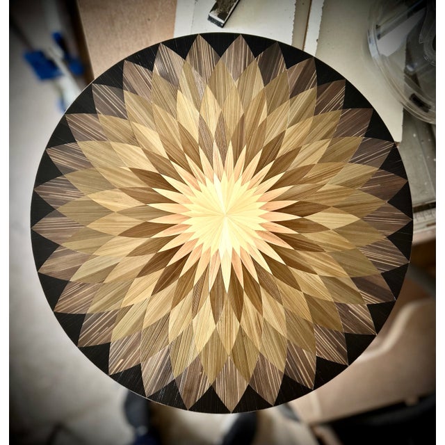 Straw Marquetry Side Table | Chairish