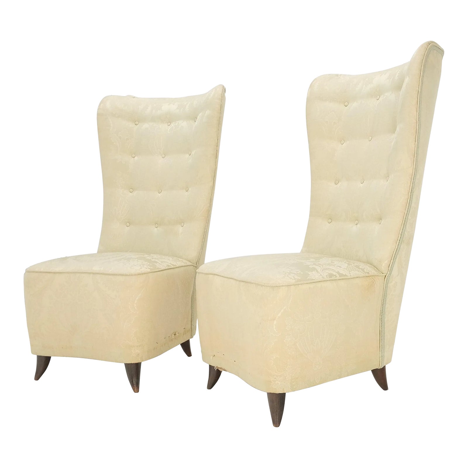 Italian Mid-Century Modern Extra Tall Back Thick Spring Seats Lounge ...