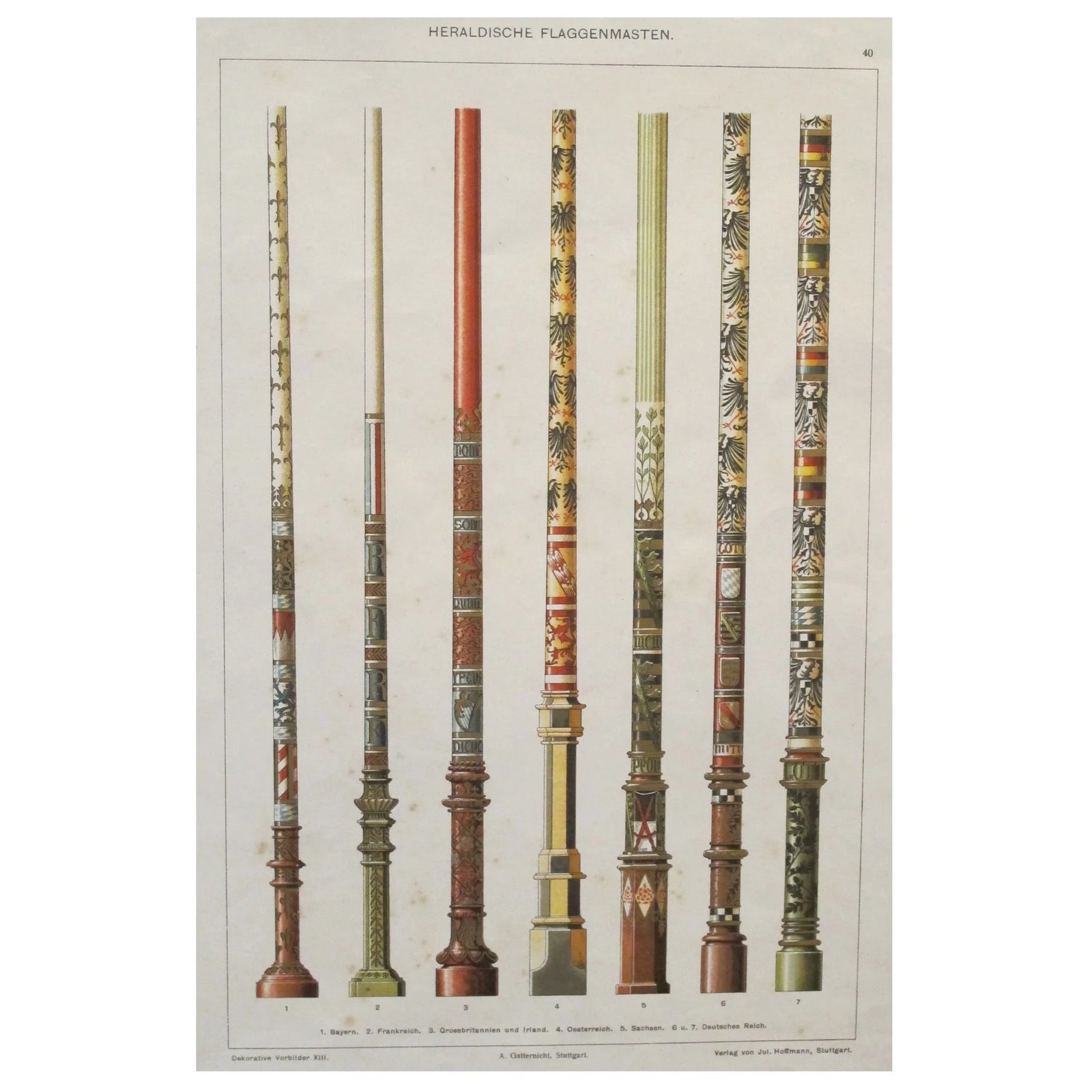Colorful Decorator Sheet - Column Designs C. 1900 | Chairish