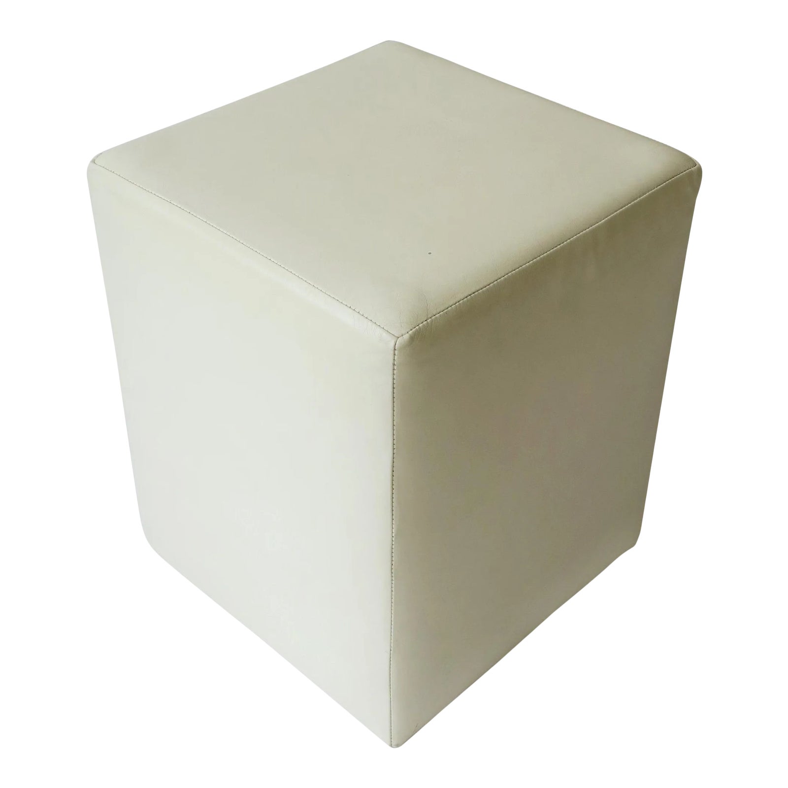 Modern White Leather Stool Bench Seat or End Table | Chairish