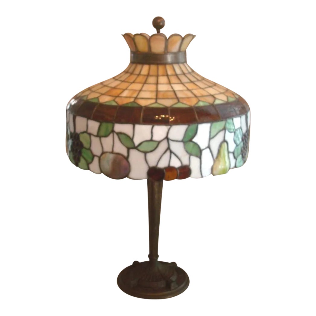 Early 1900's Williamson Leaded Glass Table Lamp | Chairish
