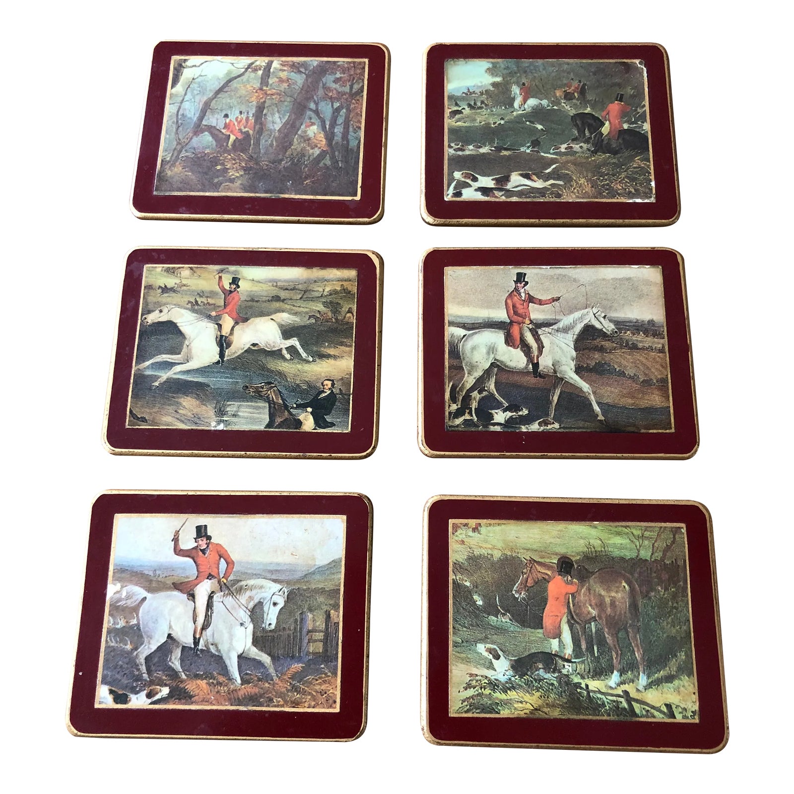 Late 20th Century Vintage Lady Clare Fox Hunt Beverage Coasters by ...