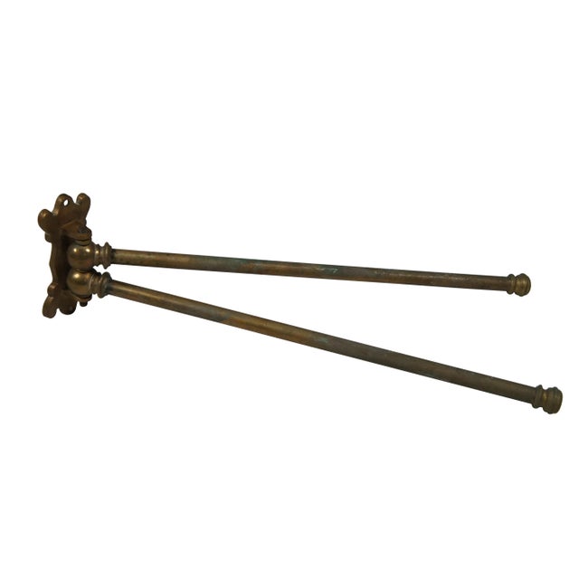 Antique Victorian Brass 2 Arm Drying Rack Towel Swing Bar Rod Laundry ...