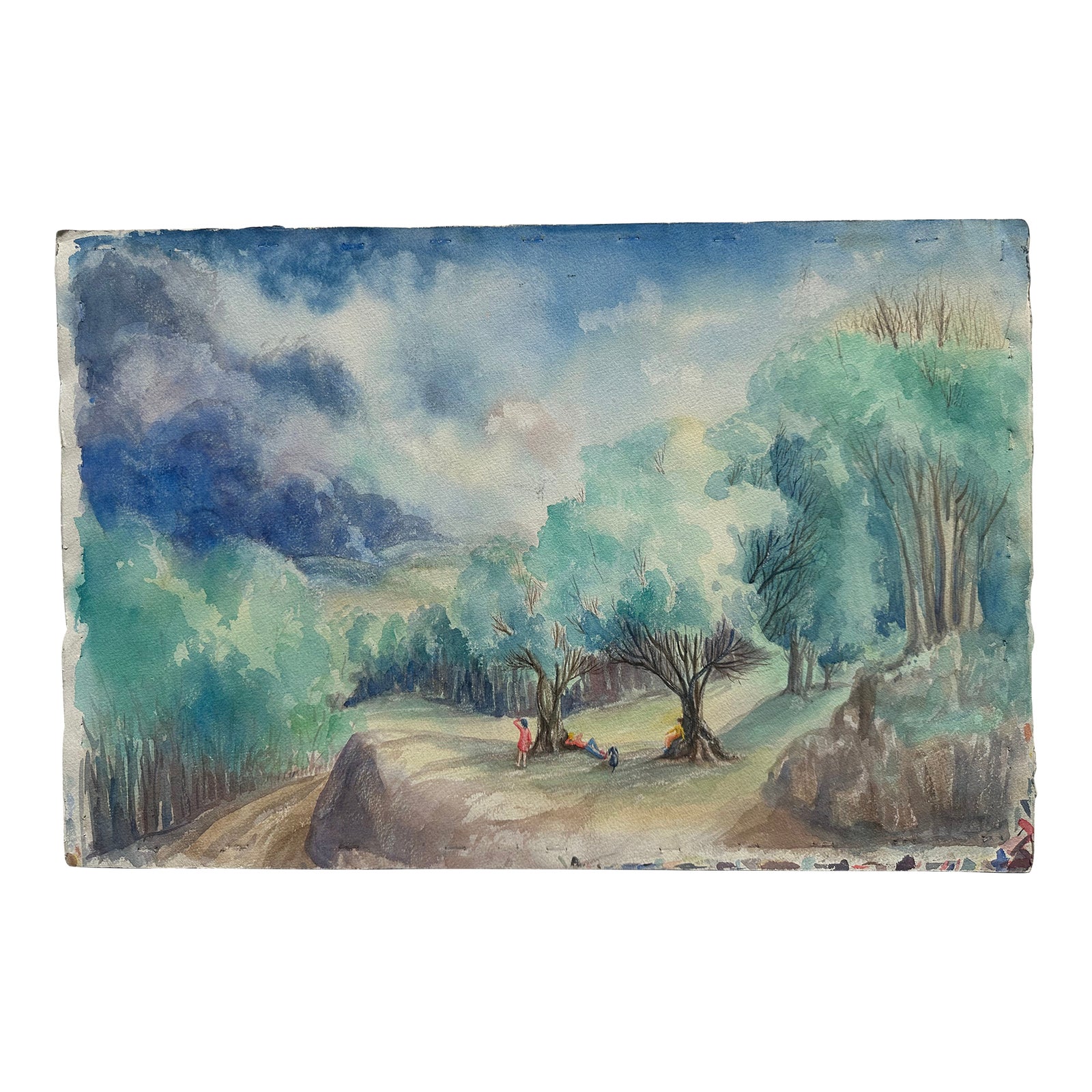 1960s Watercolor Landscape Painting by Ruth Joyner | Chairish