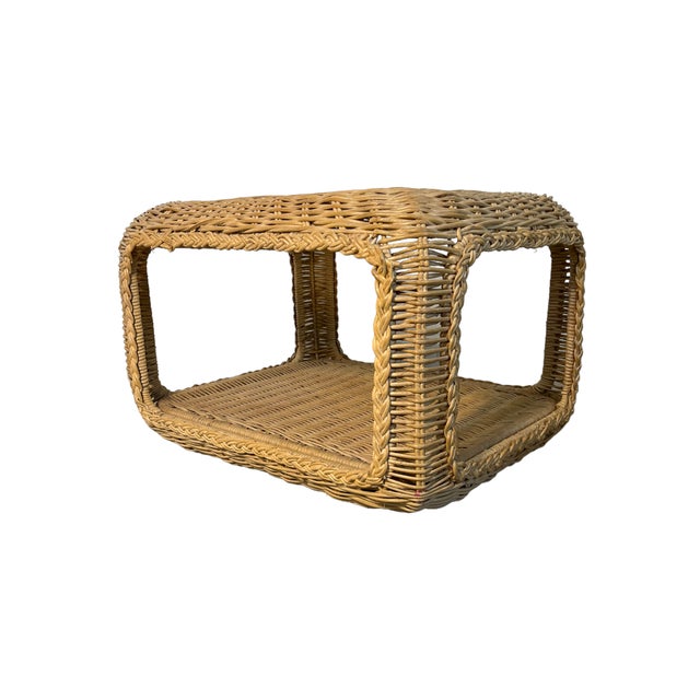 2 Woven Honey-Rattan End Tables | Chairish