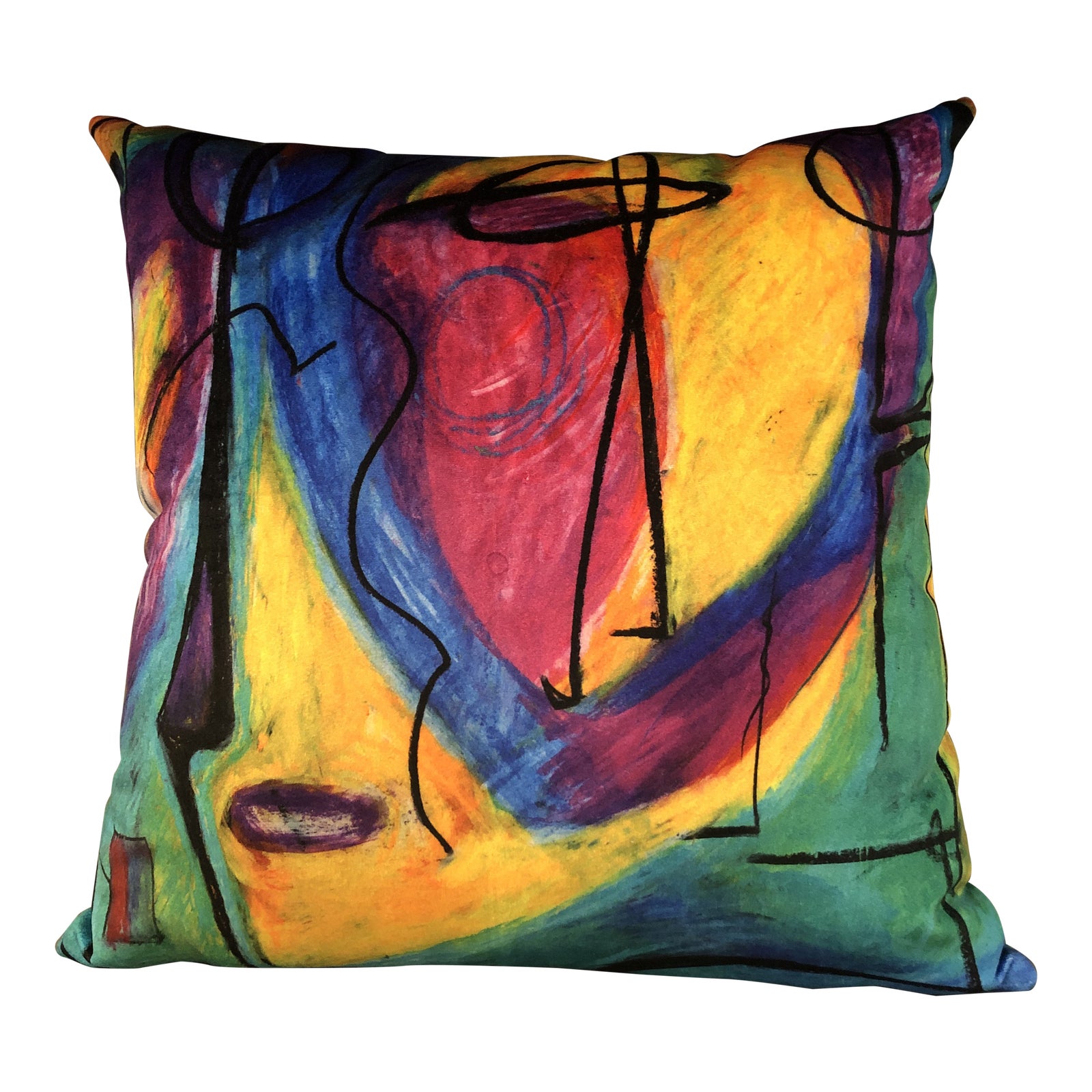 Modern Handmade “Bruce Mishell” Print Velvet Pillow | Chairish