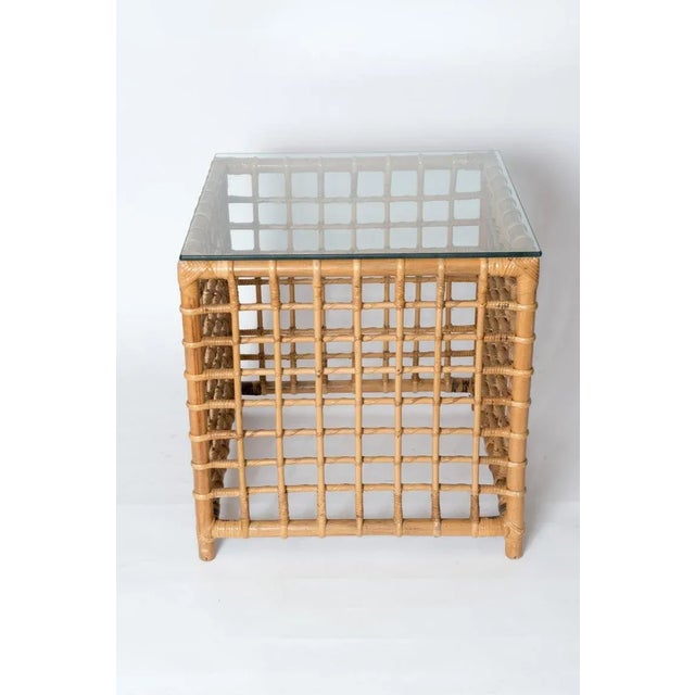 Henry Olko Mid-Century Modern Square Series Rattan Side Table | Chairish
