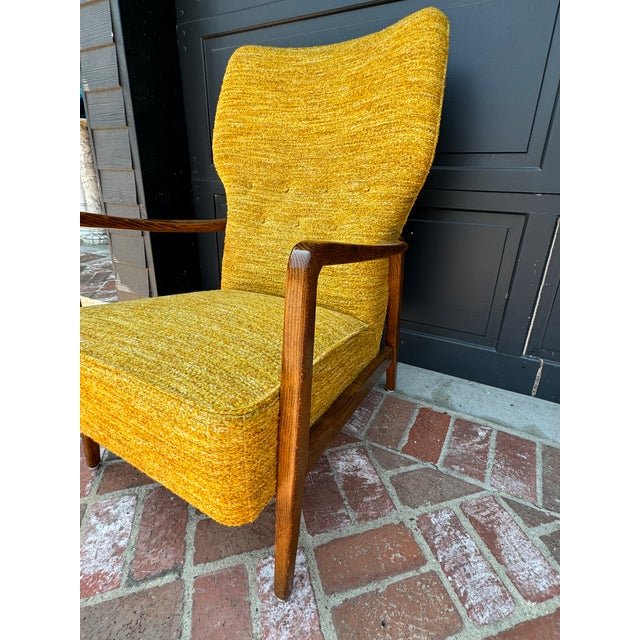 MCM Danish Lounge Chair in Original Mustard/Ochre Bouclé Fabric | Chairish